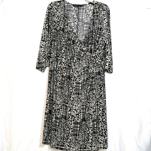 Mille Gabrielle | Dresses | Mlle Gabrielle Grey Cream Black Faux Wrap ...